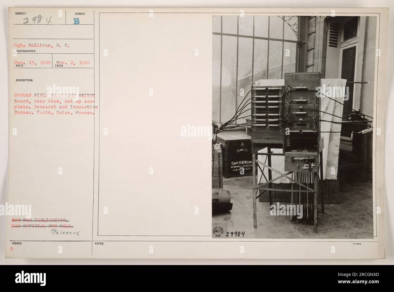 German Field Telephone Switchboard, rear view, set up complete. This ...