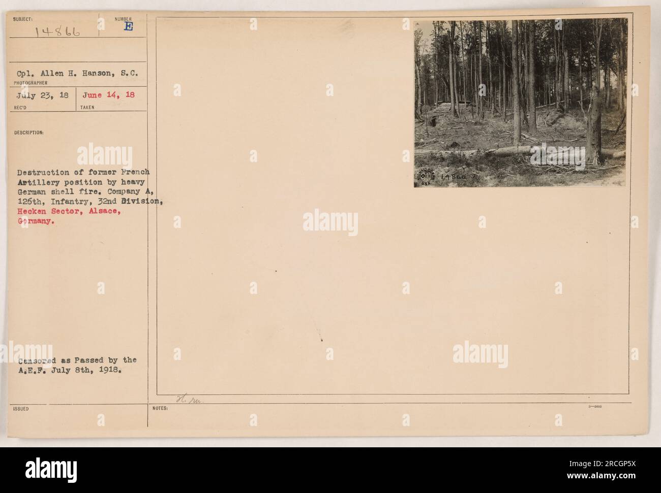 This image shows the aftermath of a heavy German shell fire on a former ...