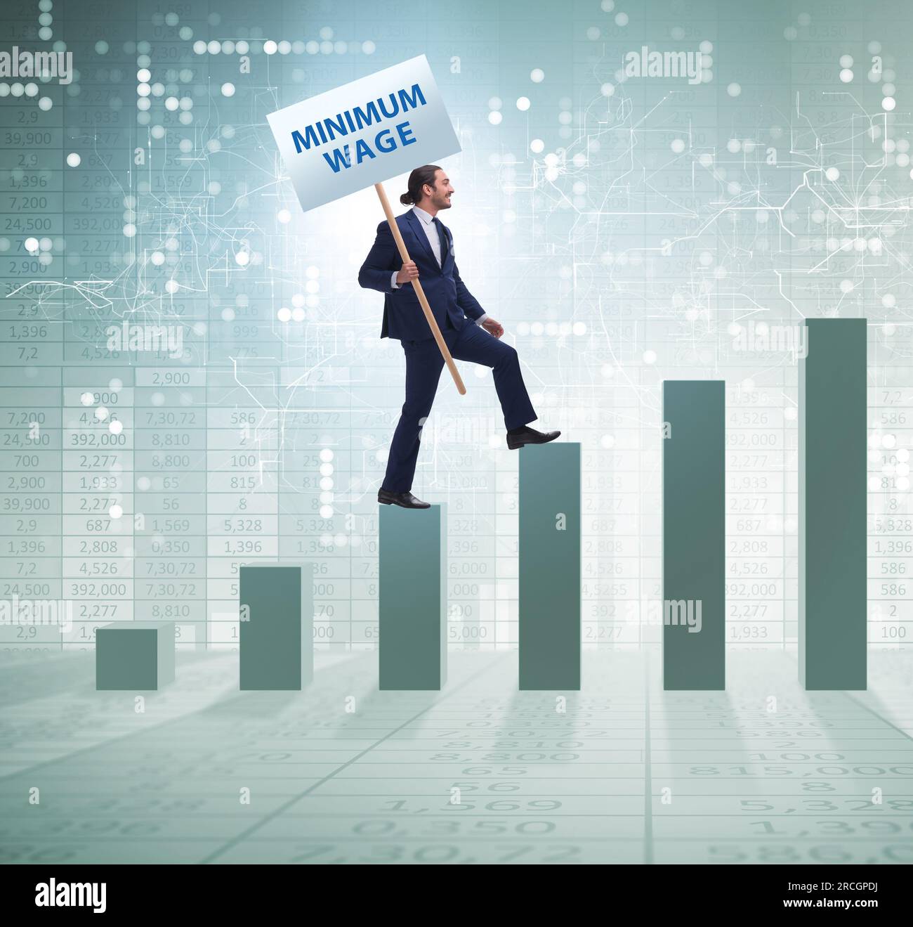 The concept of minimum wage with businessman Stock Photo - Alamy