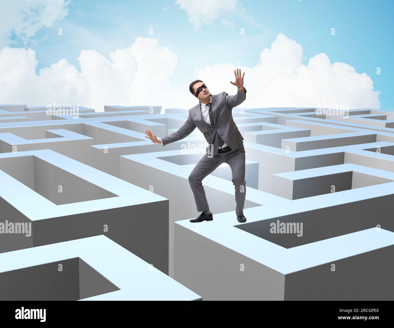 The businessman trying to escape from maze Stock Photo - Alamy