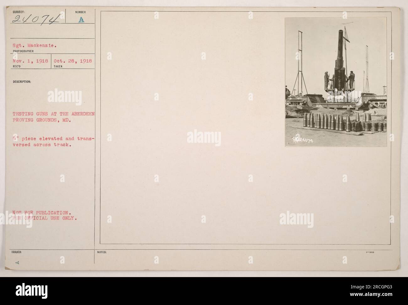 Sgt. Mackenzie testing guns at the Aberdeen Proving Grounds, MD on Oct ...