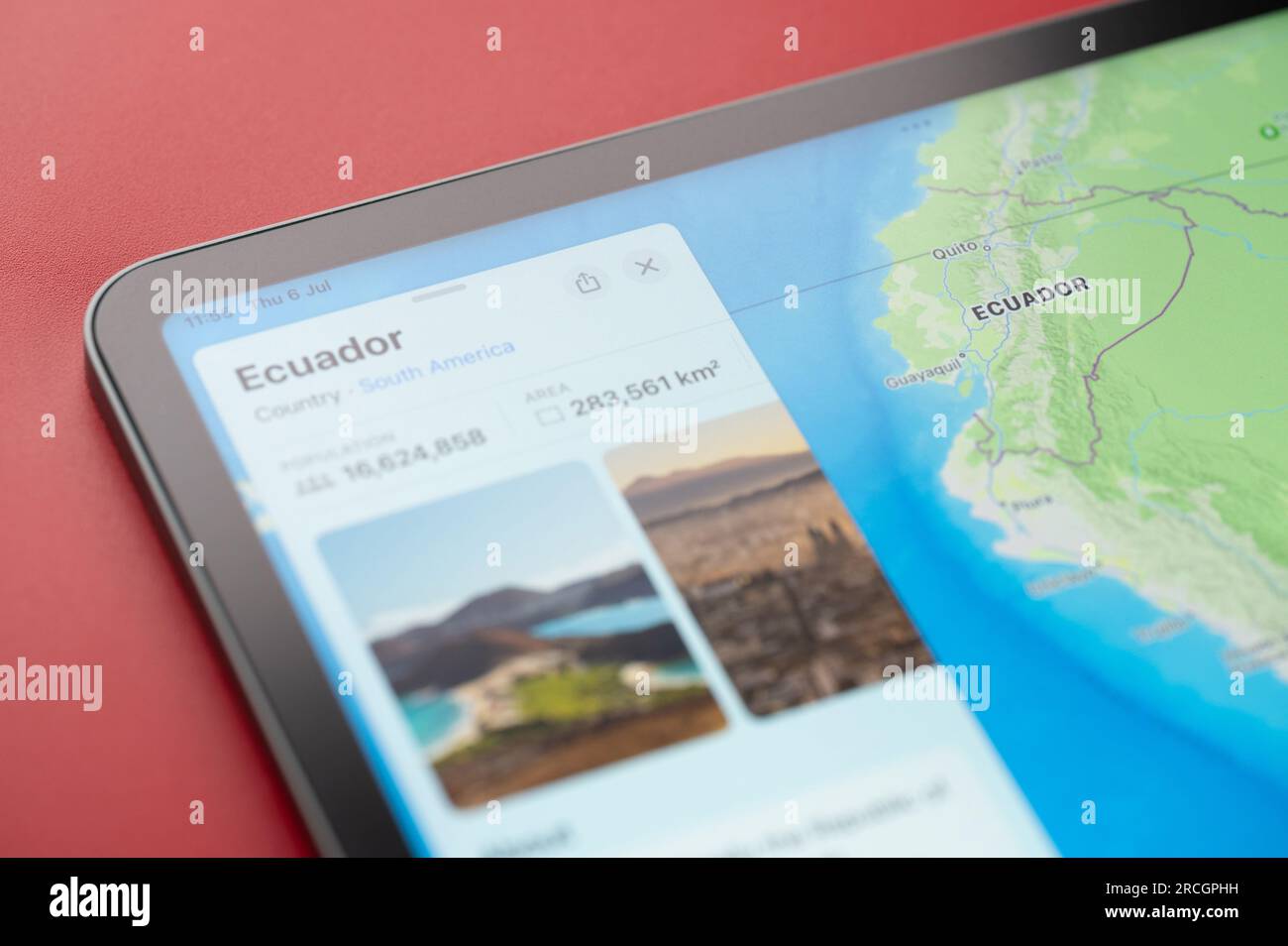 New York, USA - July 6, 2023: Ecuador country boarder on world apple ...