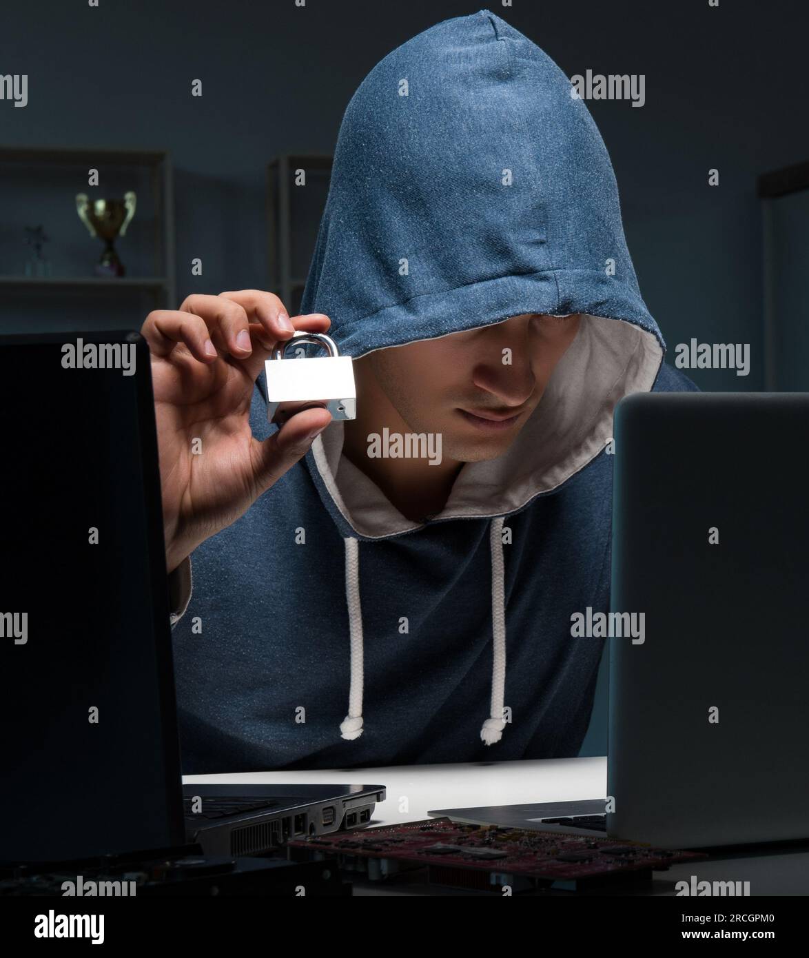 The hacker hacking computer at night Stock Photo - Alamy