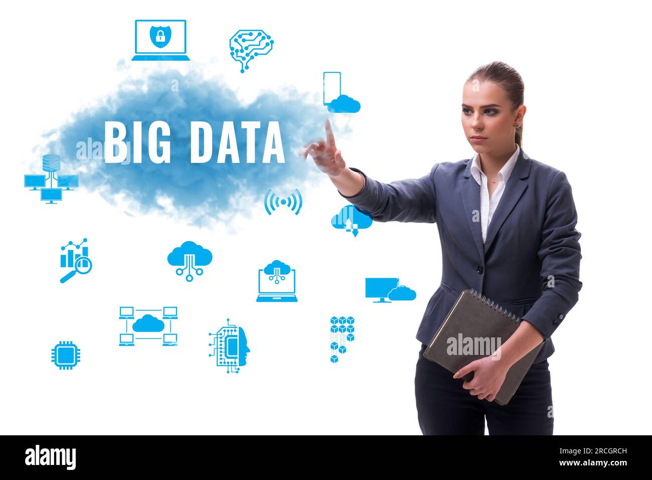 Big data concept with people pressing virtual buttons Stock Photo - Alamy