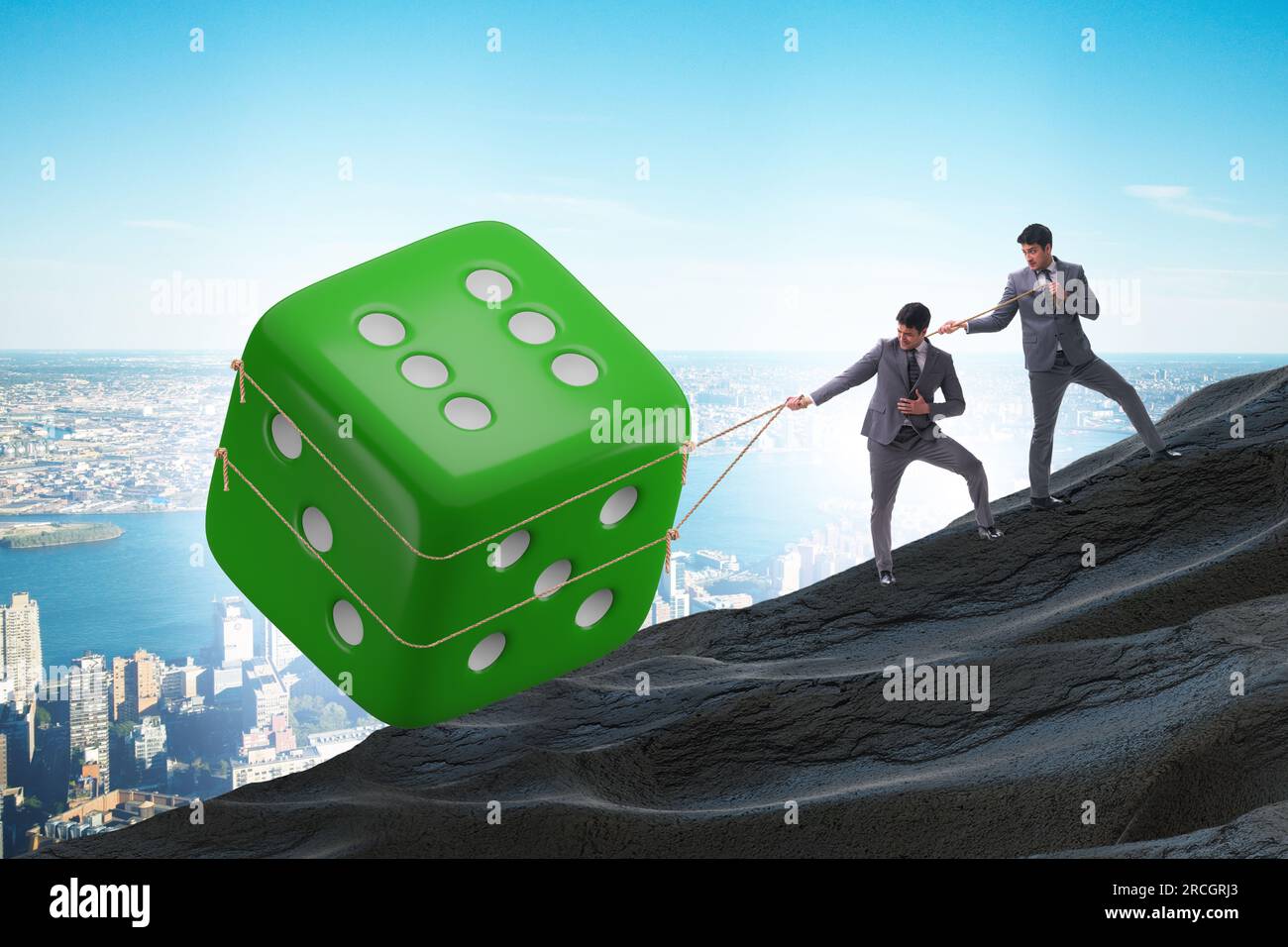 Uncertainty concept with businessman and the dice Stock Photo - Alamy