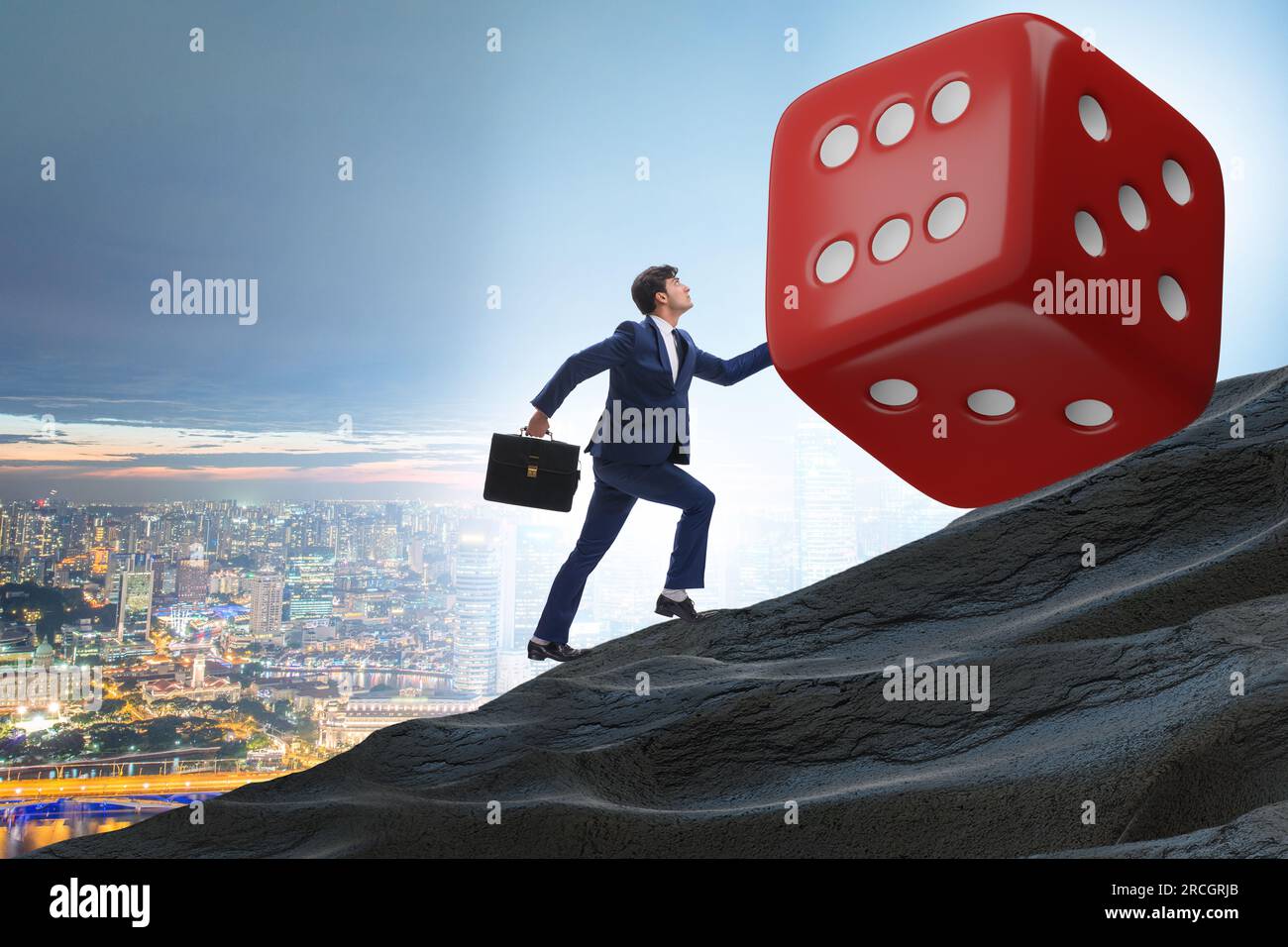 Uncertainty concept with businessman and the dice Stock Photo - Alamy