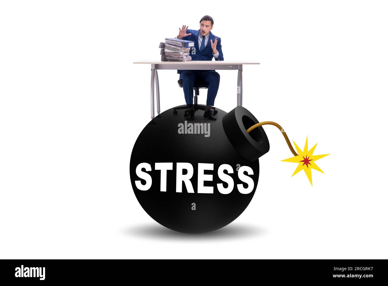 Stress concept with the exploding bomb Stock Photo - Alamy