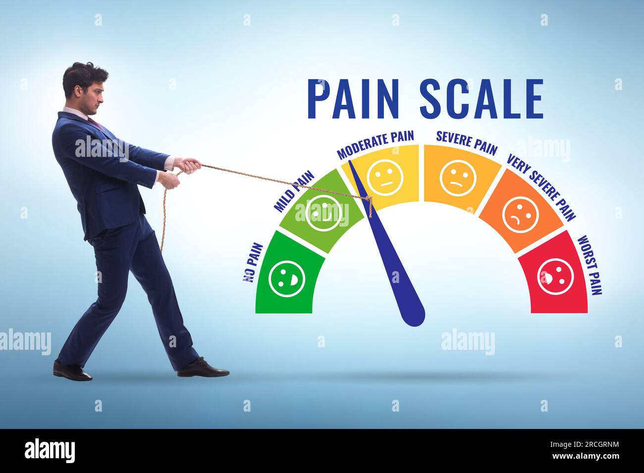 Concept of the pain scale from moderate to strong Stock Photo - Alamy