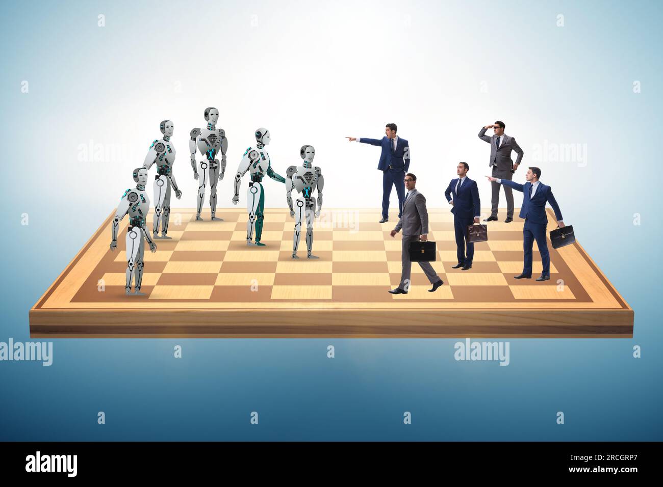 Concept of chess played by the humans versus robots Stock Photo - Alamy