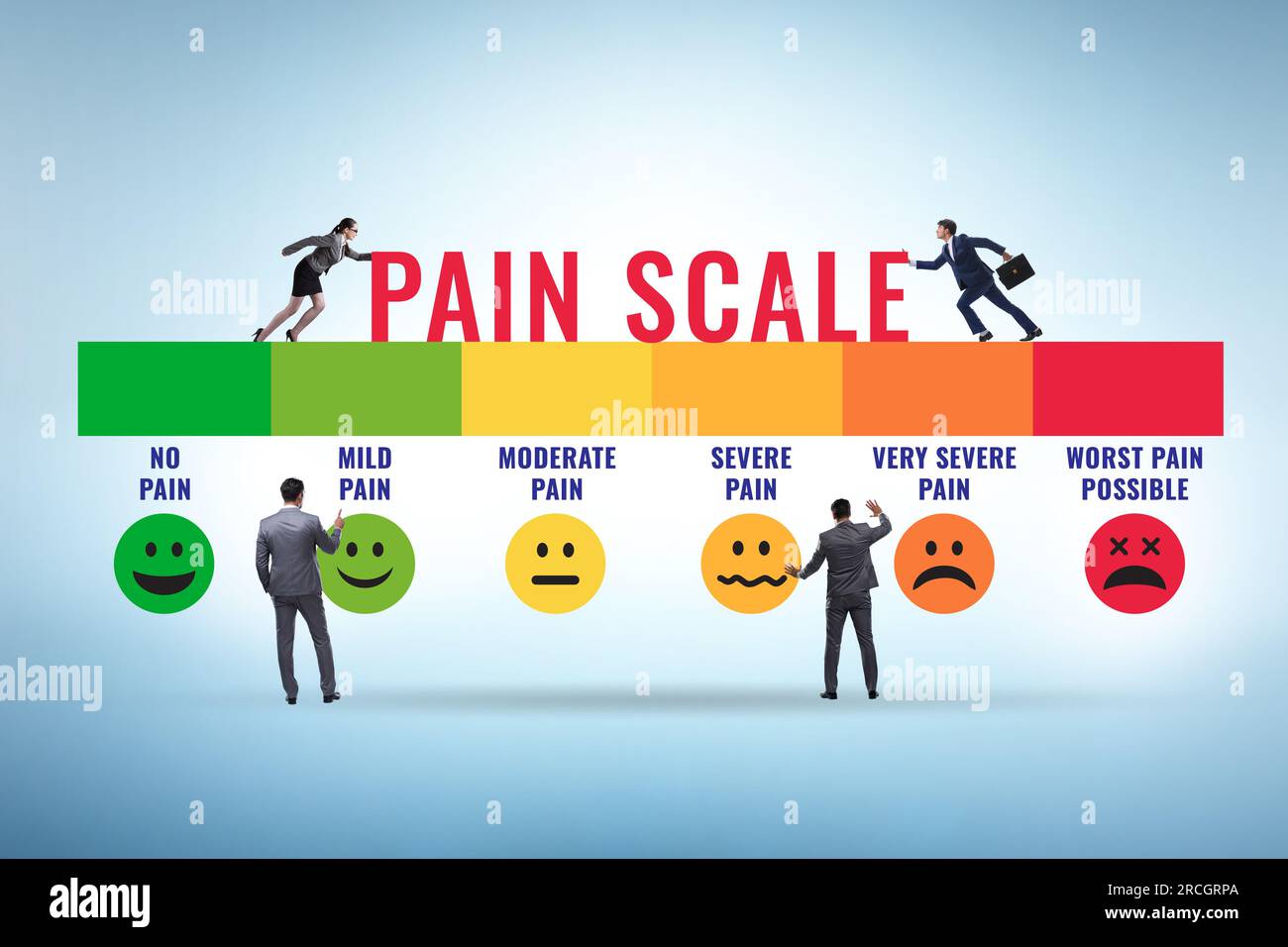 Concept of the pain scale from moderate to strong Stock Photo - Alamy