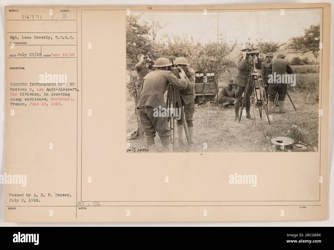 Image depicts various instruments used by Battery B, 1st Anti-Aircraft ...