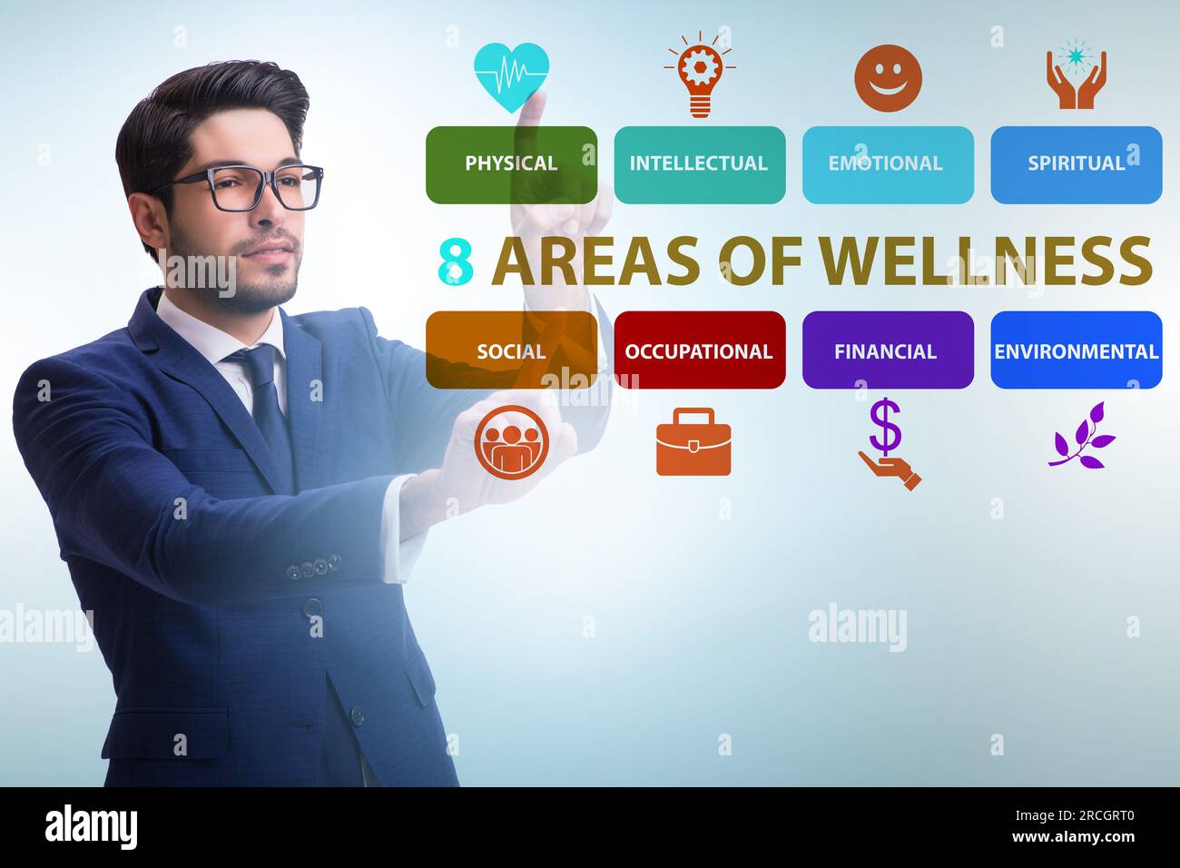 Concept of the eight areas of wellness Stock Photo - Alamy