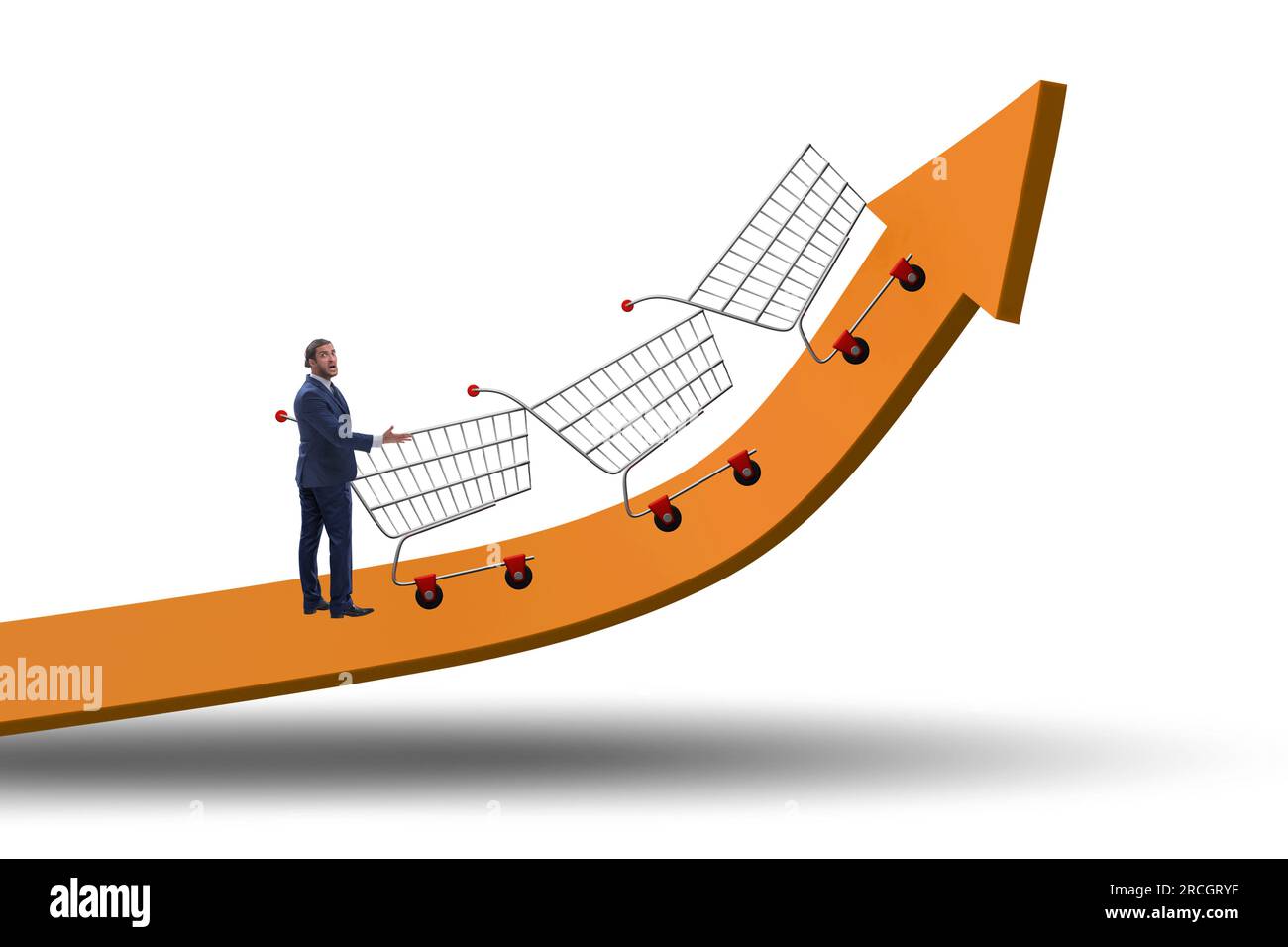 High inflation concept with people and the shopping cart Stock Photo ...