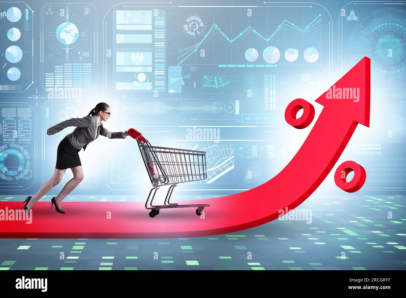 Woman in the high grocery inflation concept Stock Photo - Alamy