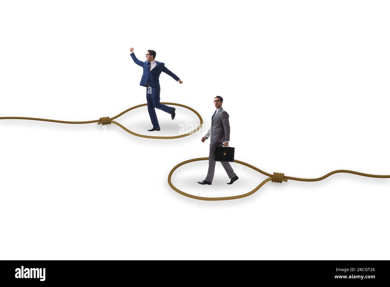 Business people trapped by the rope Stock Photo - Alamy