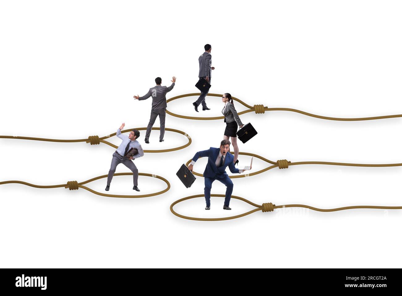 Business people trapped by the rope Stock Photo - Alamy