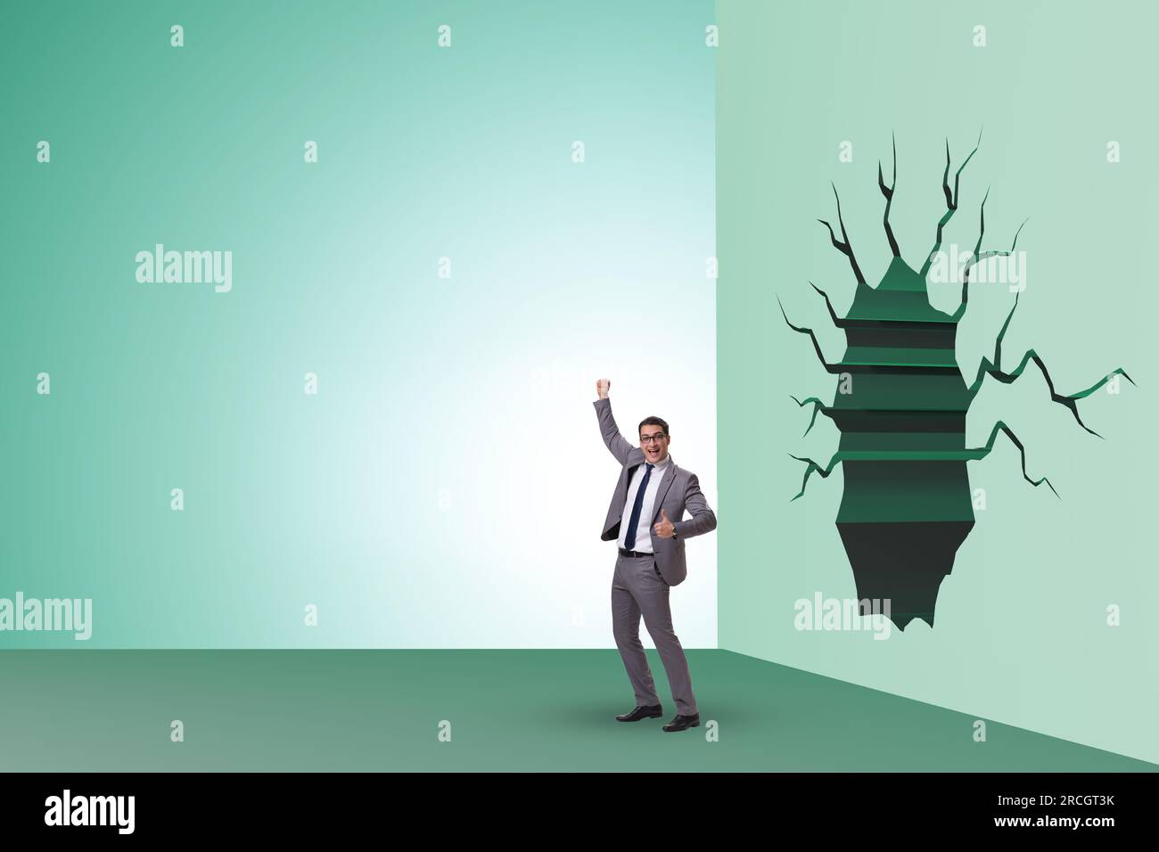 Businessman breaking through the wall hi-res stock photography and ...