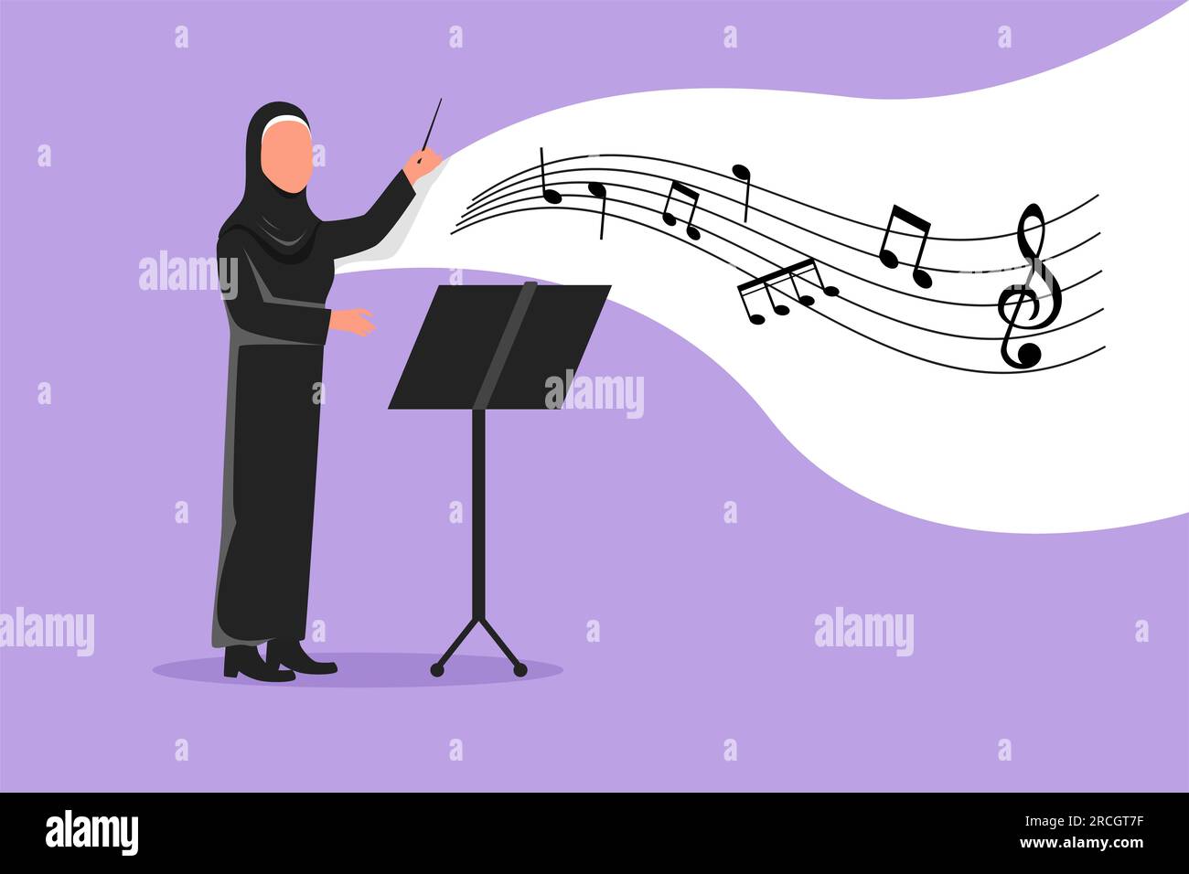 Business design drawing Arab woman conductor. Female musician perform ...