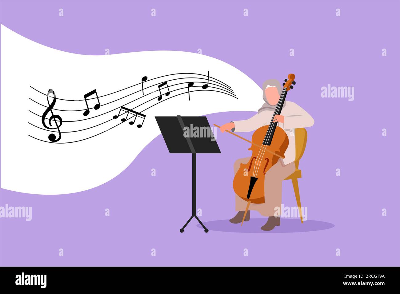 Business flat drawing young talented Arab female performer playing on ...