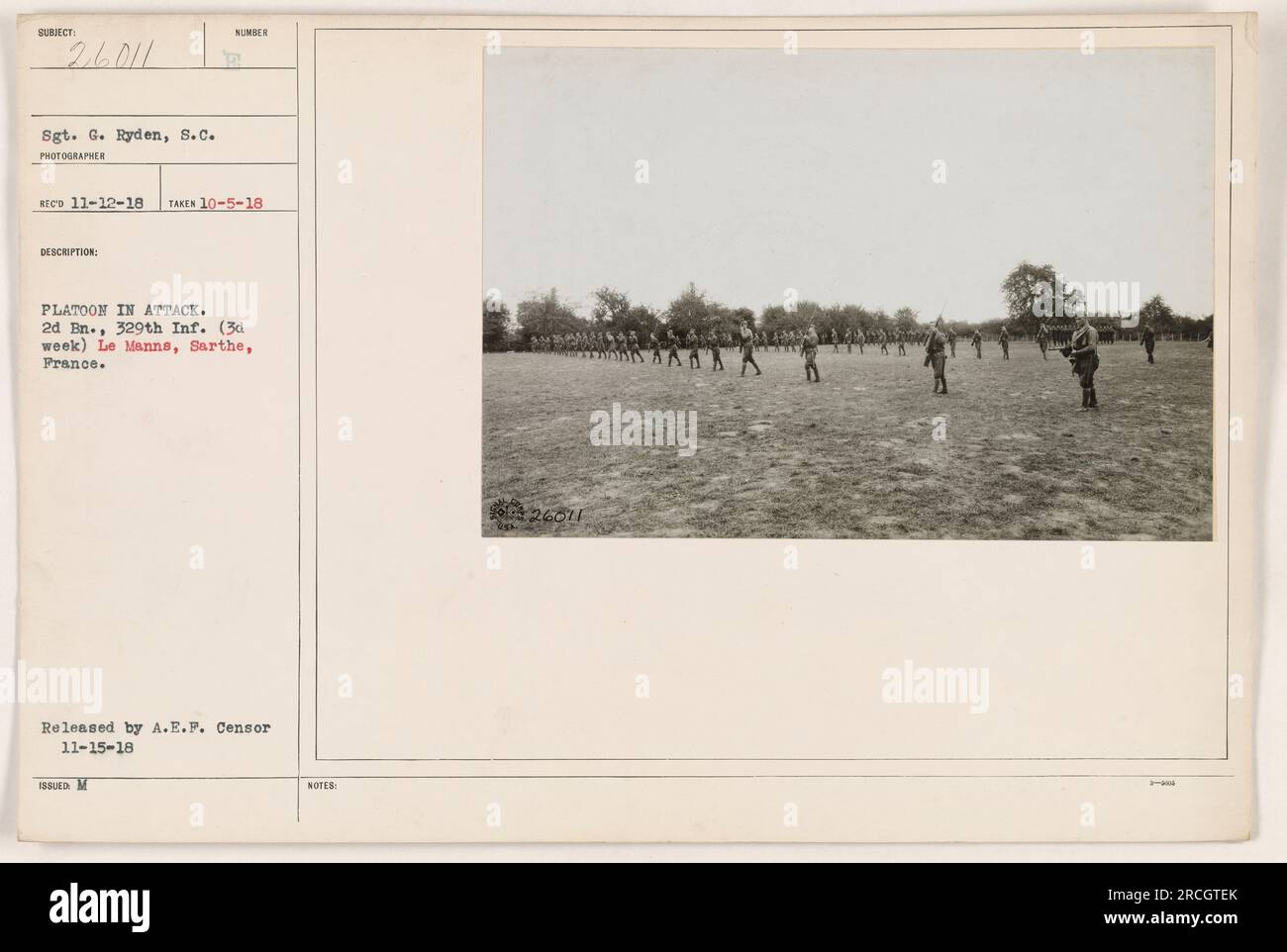 Platoon conducting an attack during World War One. Sergeant G. Ryden is ...