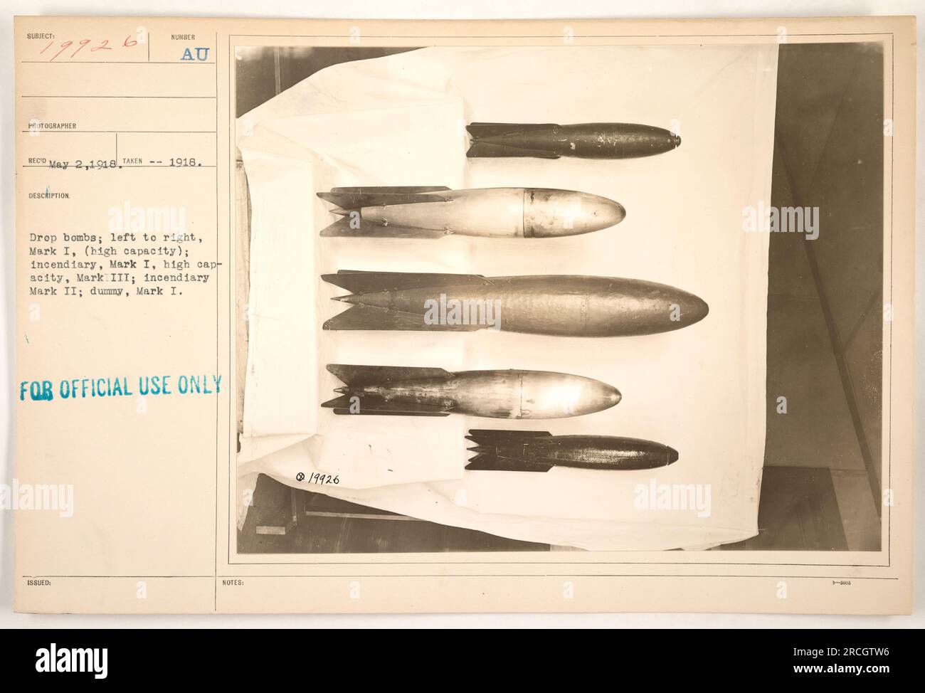 Factual Caption: "Photograph taken on May 2, 1918, showing various ...