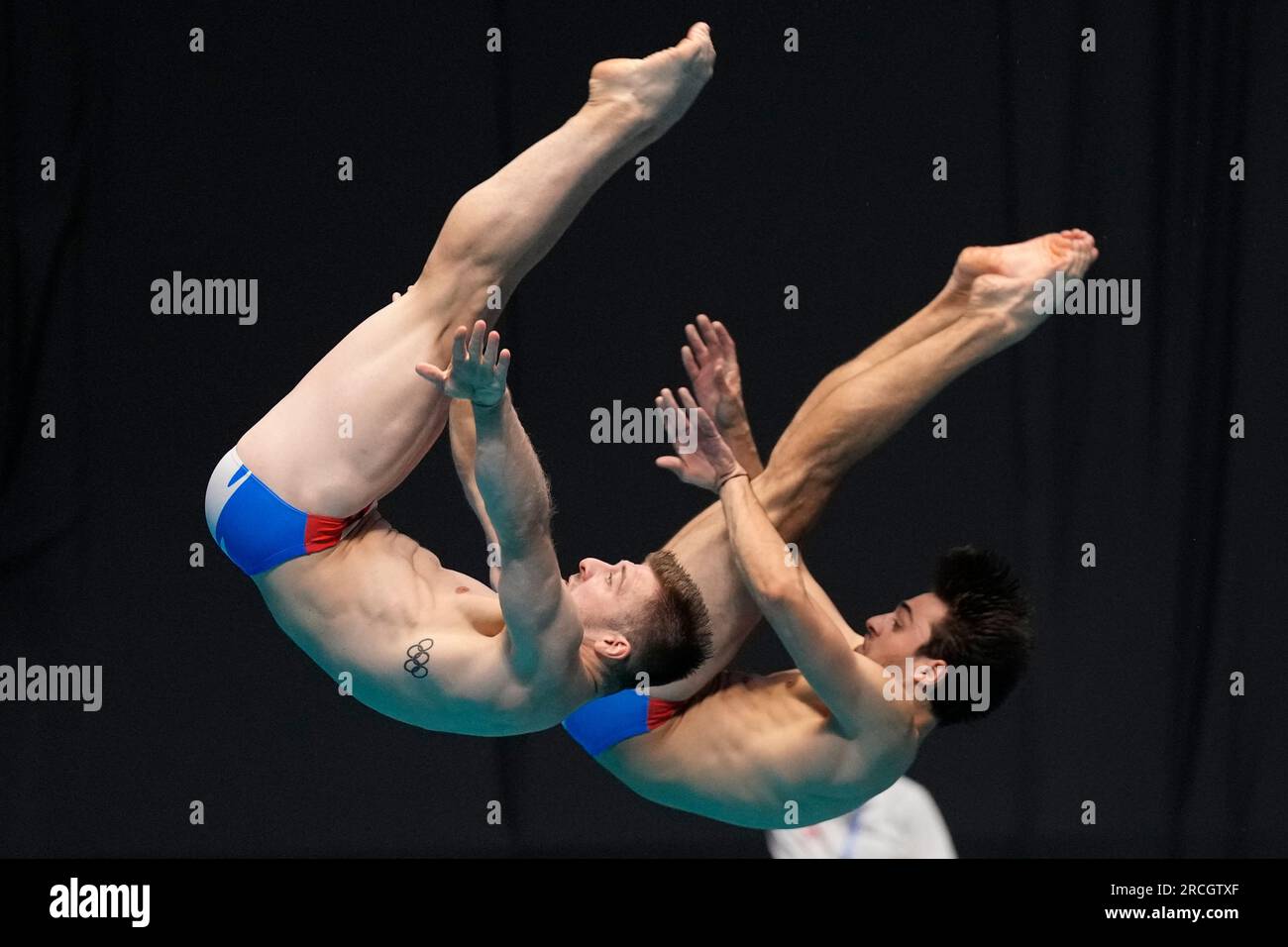 Jules Bouyer and Alexis Jandard of France competes in the Men's diving ...