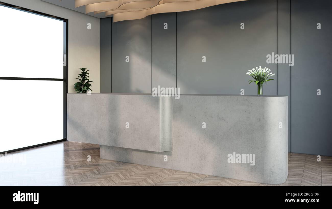 Interior design contemporary and luxurious modern reception desk, 3D ...