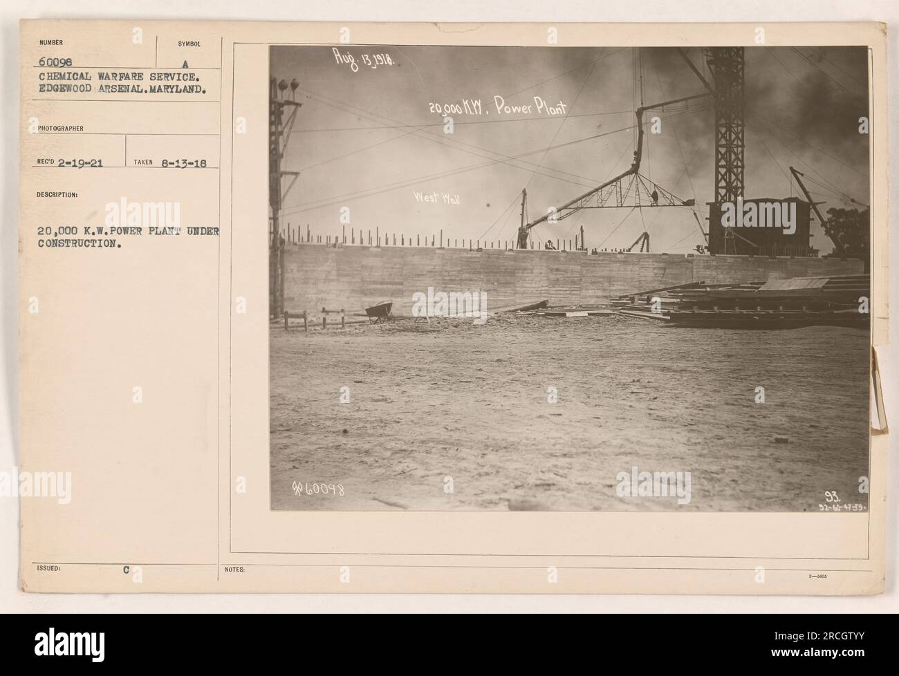 "Photograph showing the construction of a 20,000 K.W. power plant at ...
