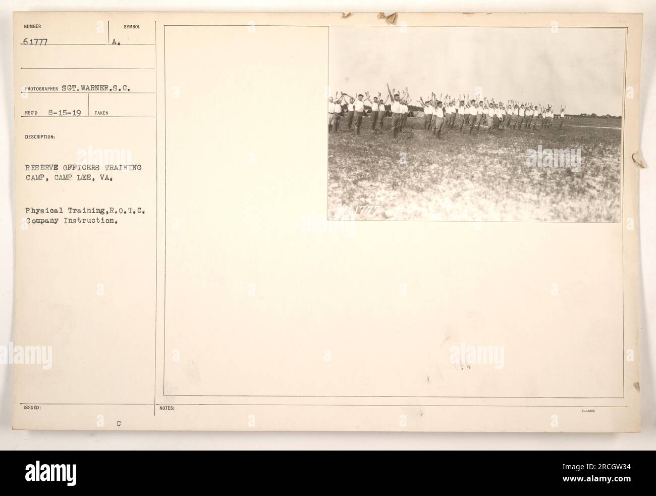 Soldiers at the Reserve Officers Training Camp in Camp Lee, VA ...