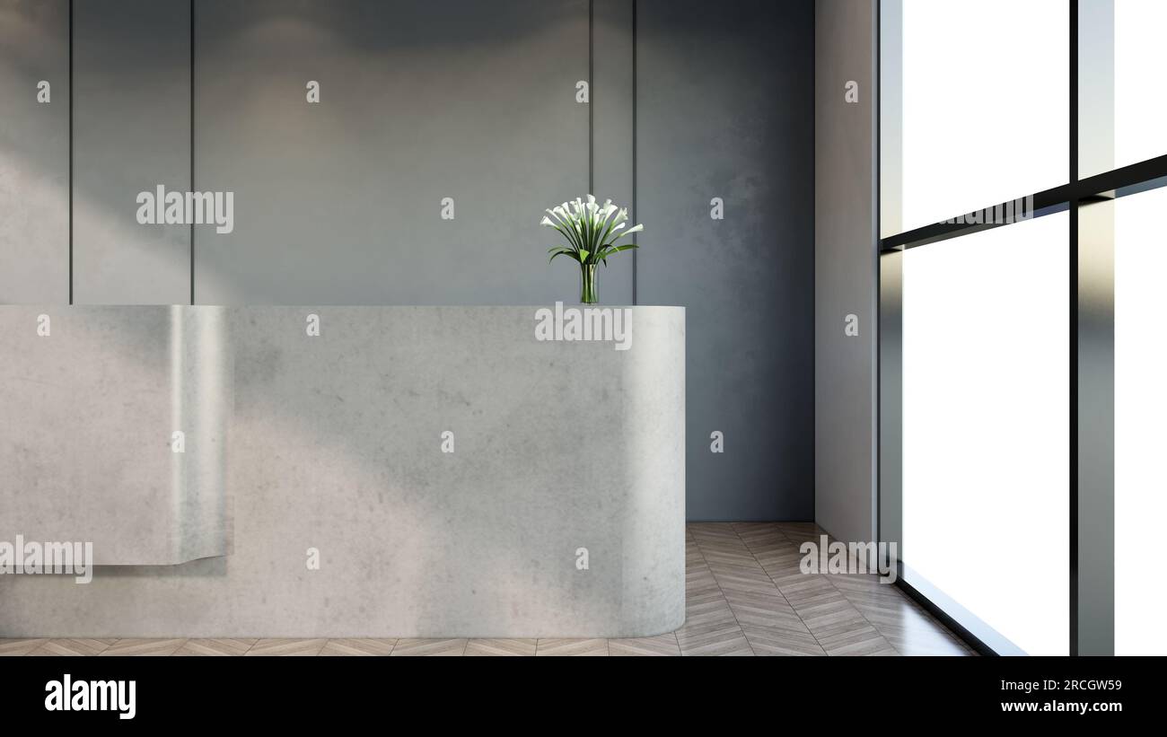 Interior design contemporary and luxurious modern reception desk, 3D ...