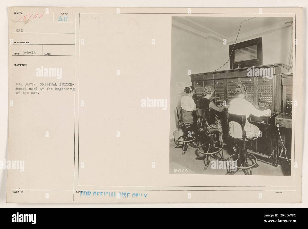 Original Switchboard Used in World War One: This photograph shows the ...