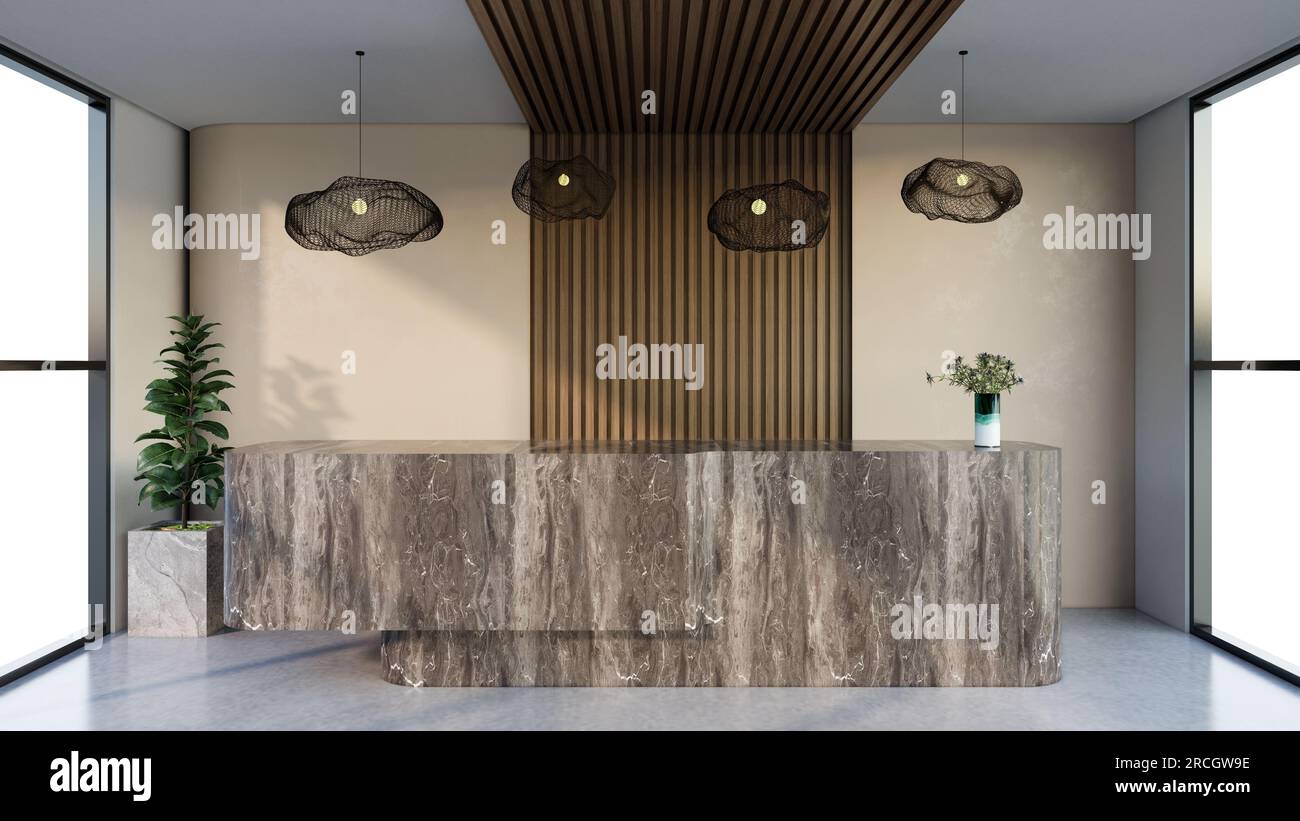 Interior design contemporary and luxurious modern reception desk, 3D ...