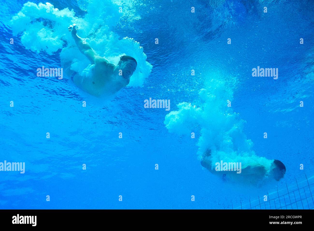 Anthony Harding and Jack Laugher of Great Britain competes in the Men's ...