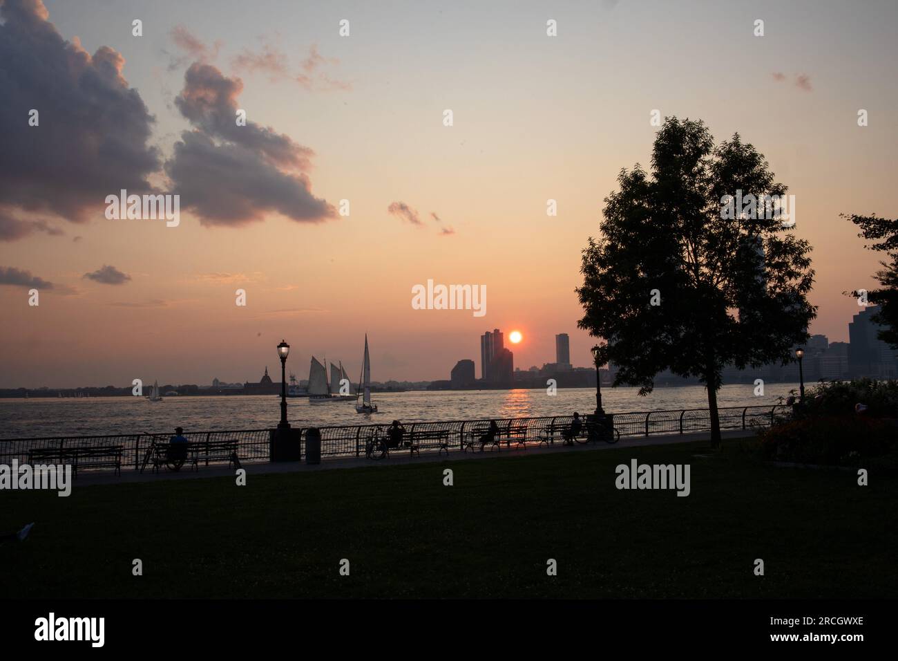 A landscape scenery of New York City with cities, metropolitan area ...