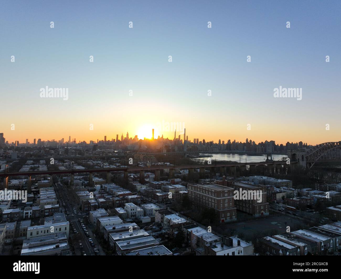 A landscape scenery of New York City with cities, metropolitan area ...