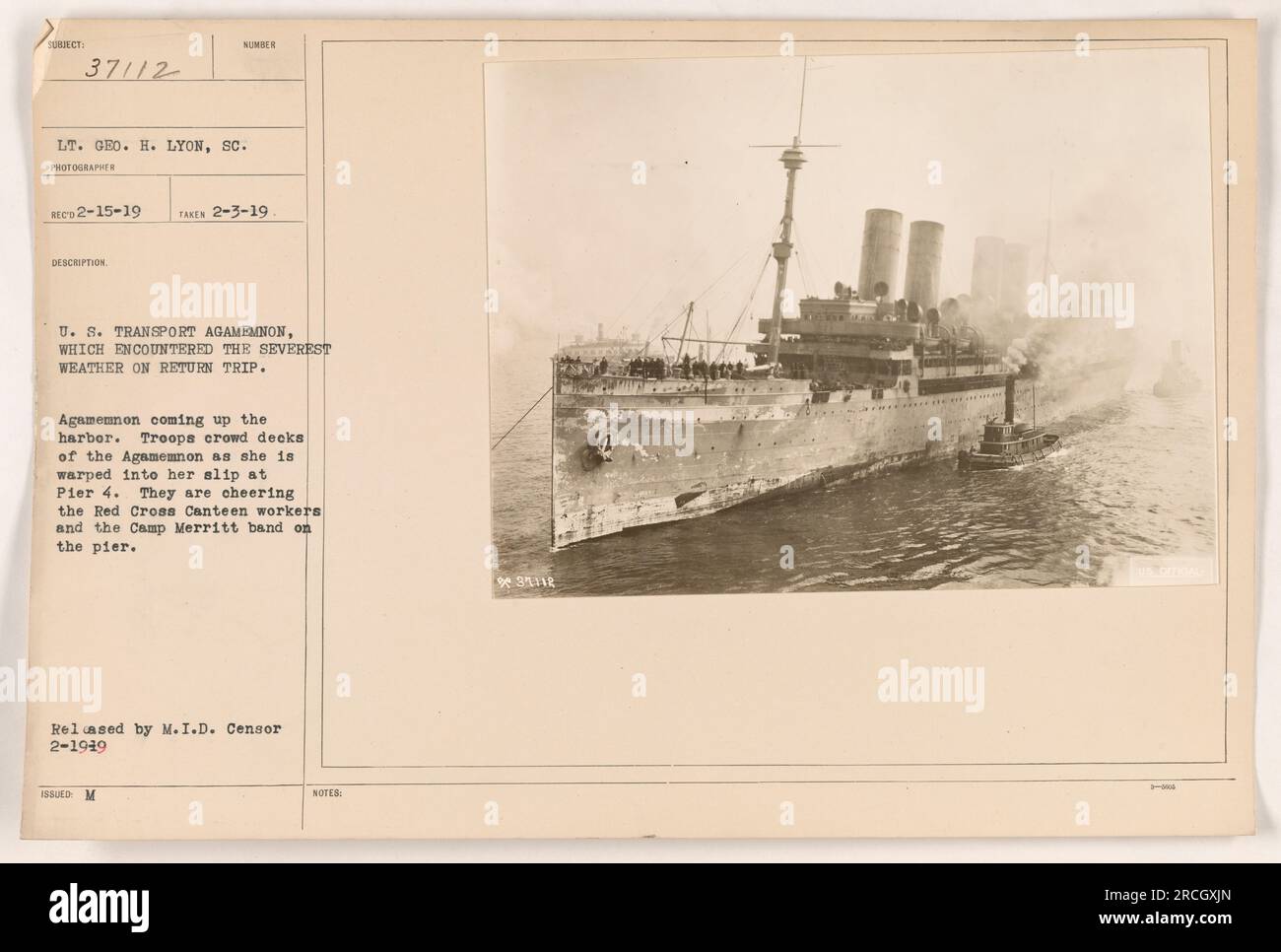 U.S. transport ship Agamemnon returning from a journey, encountering ...