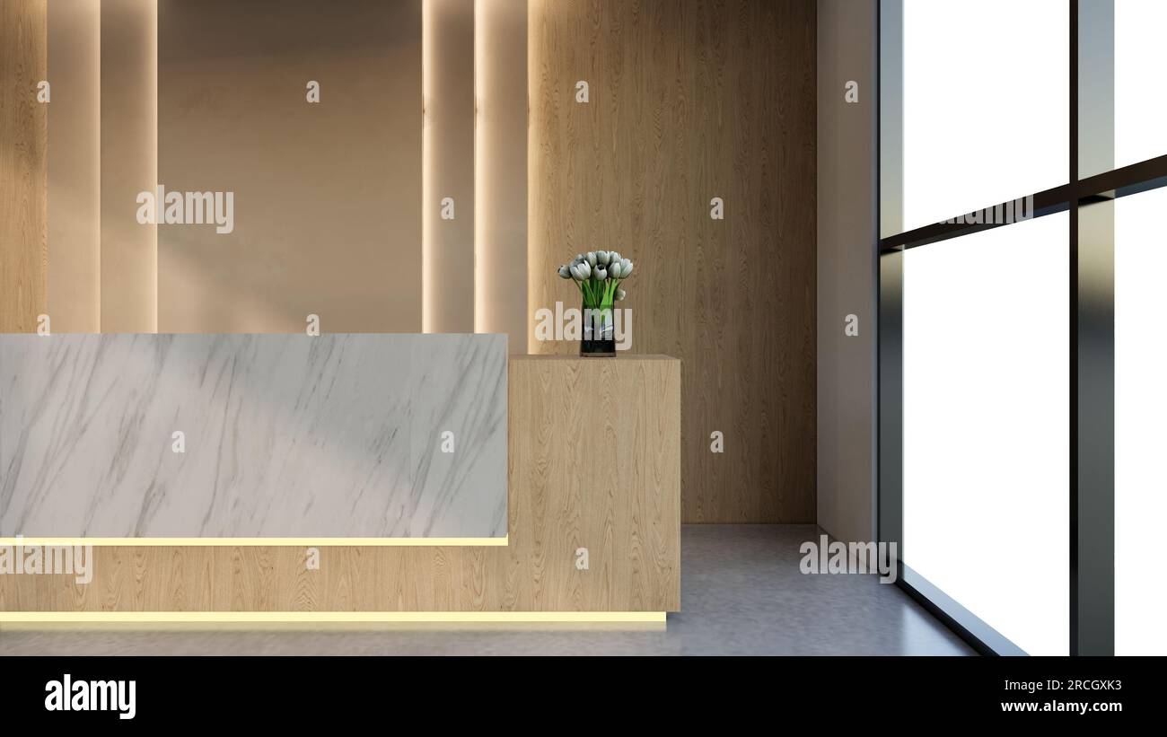 Interior design contemporary and luxurious modern reception desk, 3D ...