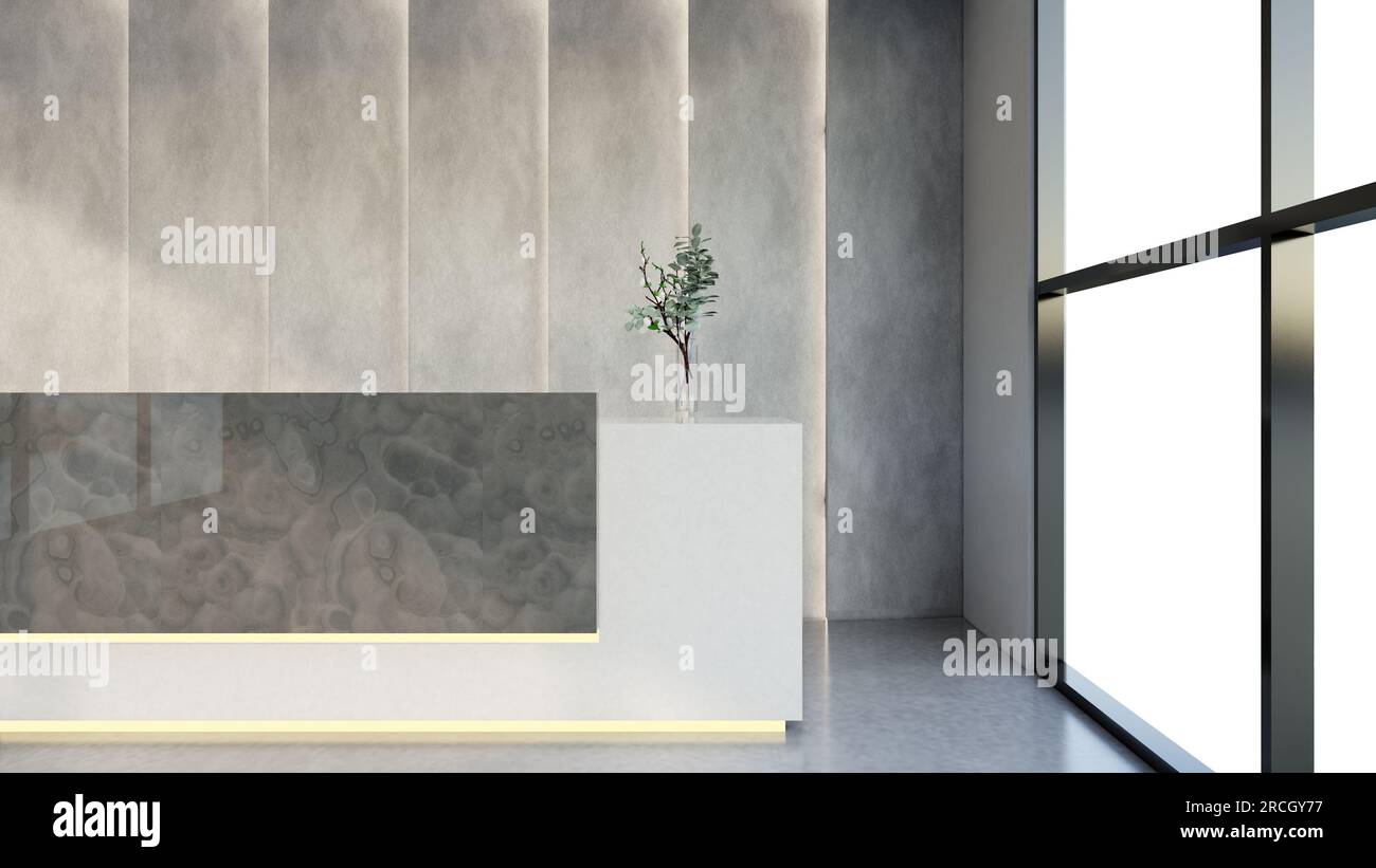 Interior design contemporary and luxurious modern reception desk, 3D ...