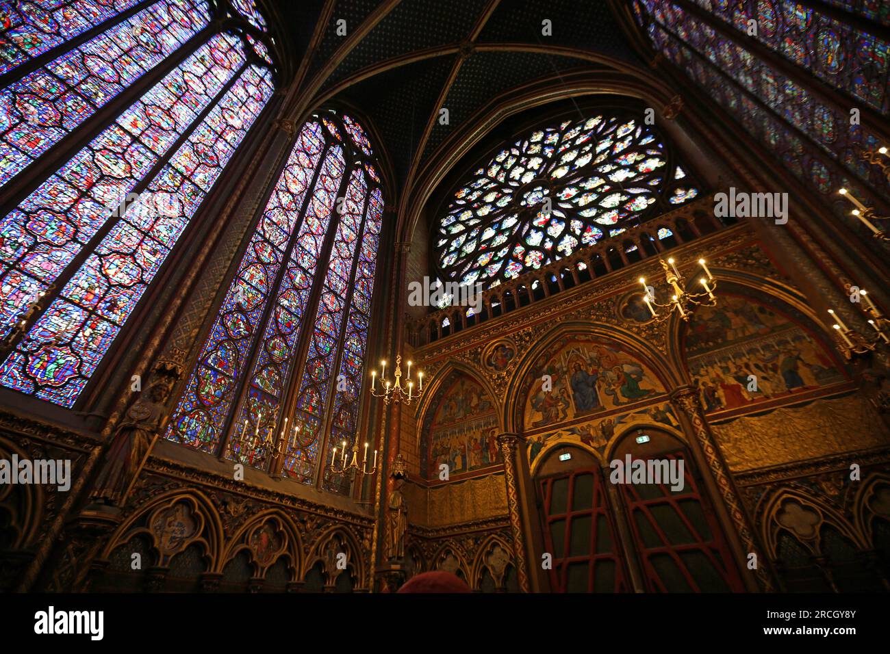View at the west rose window - Sainte-Chapelle, Paris, France Stock ...