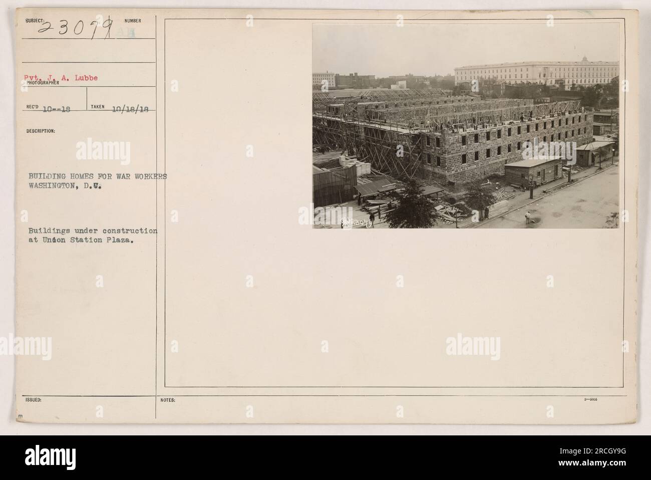 Workers constructing buildings at Union Station Plaza in Washington, D ...