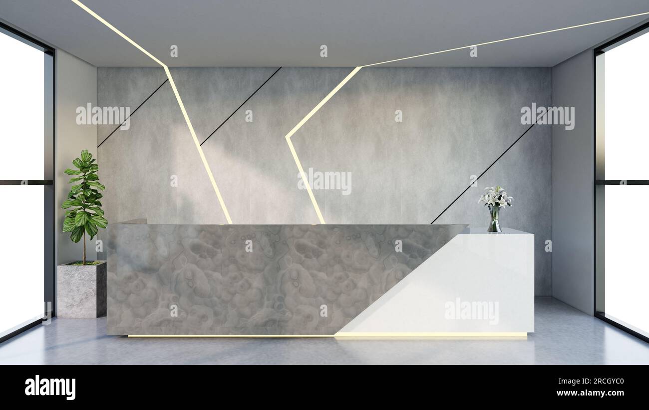 Interior design contemporary and luxurious modern reception desk, 3D ...