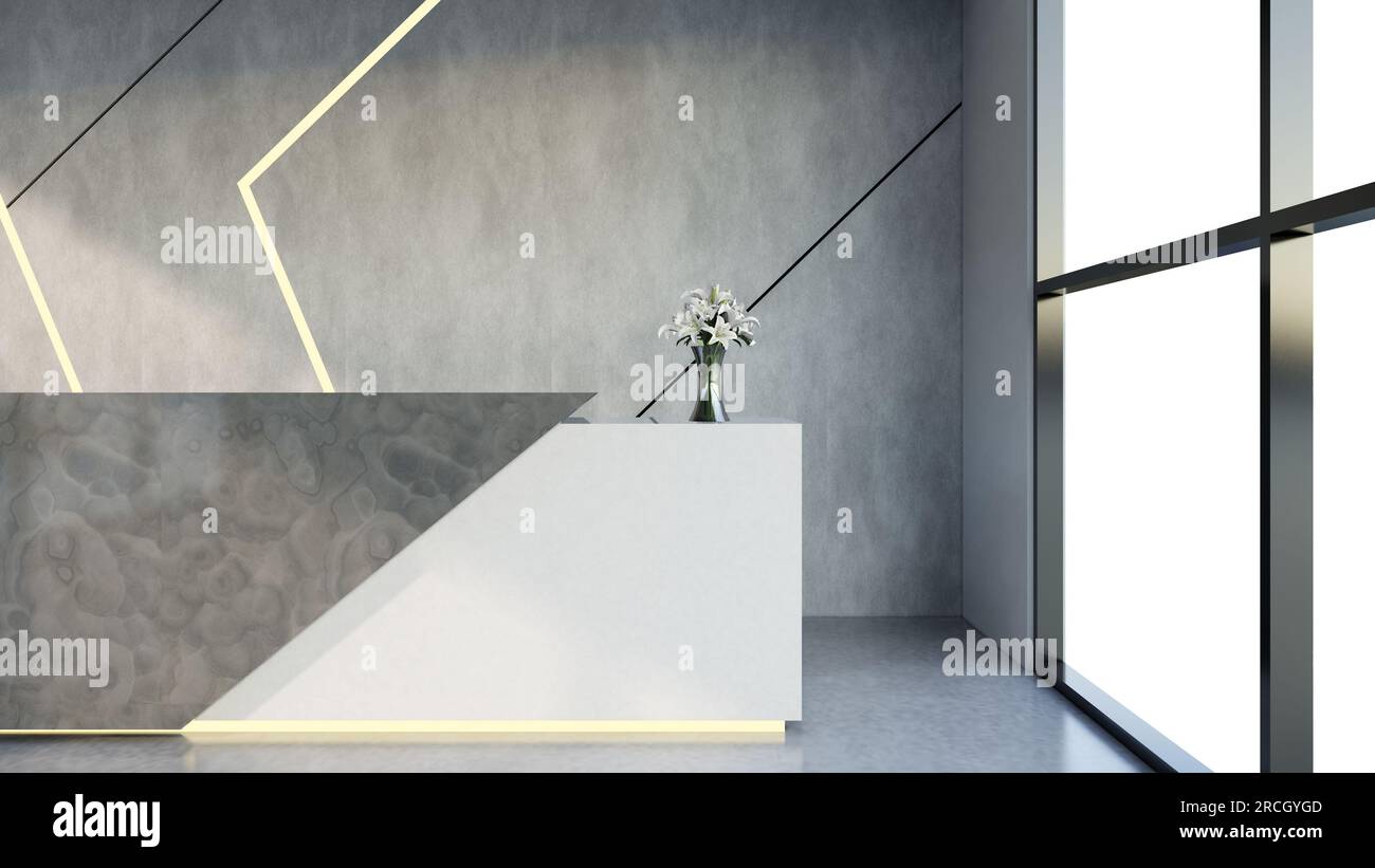 Interior design contemporary and luxurious modern reception desk, 3D ...