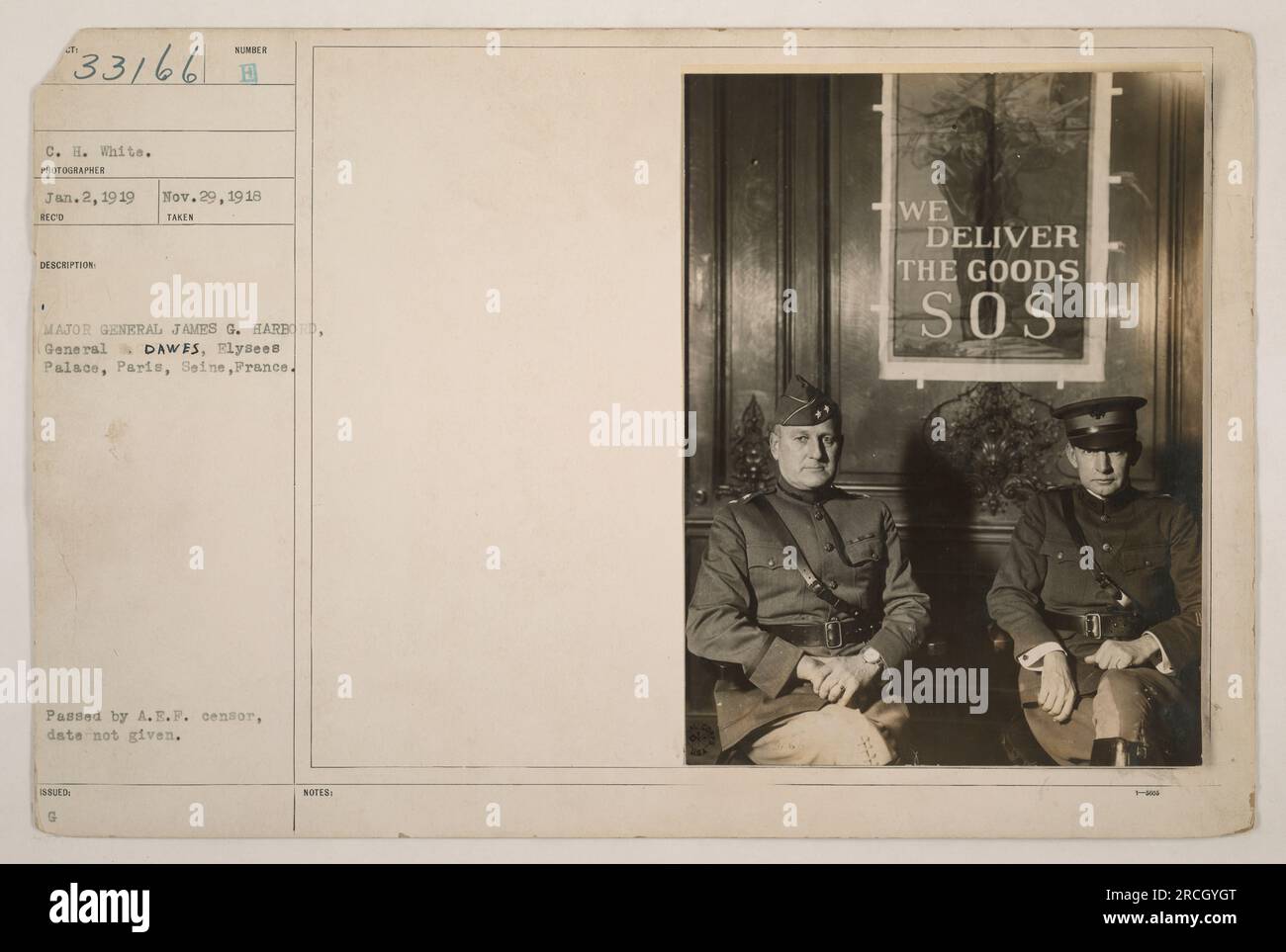 "Major General James G. Harbord and General Dawes pictured outside ...