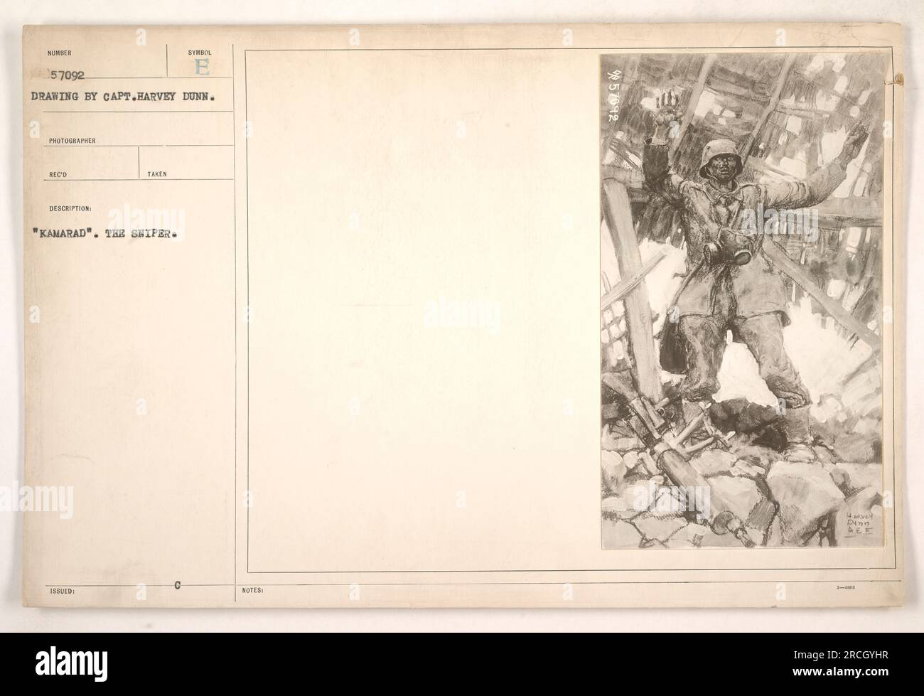 Soldier in camouflage engages in sniper activity during World War I ...