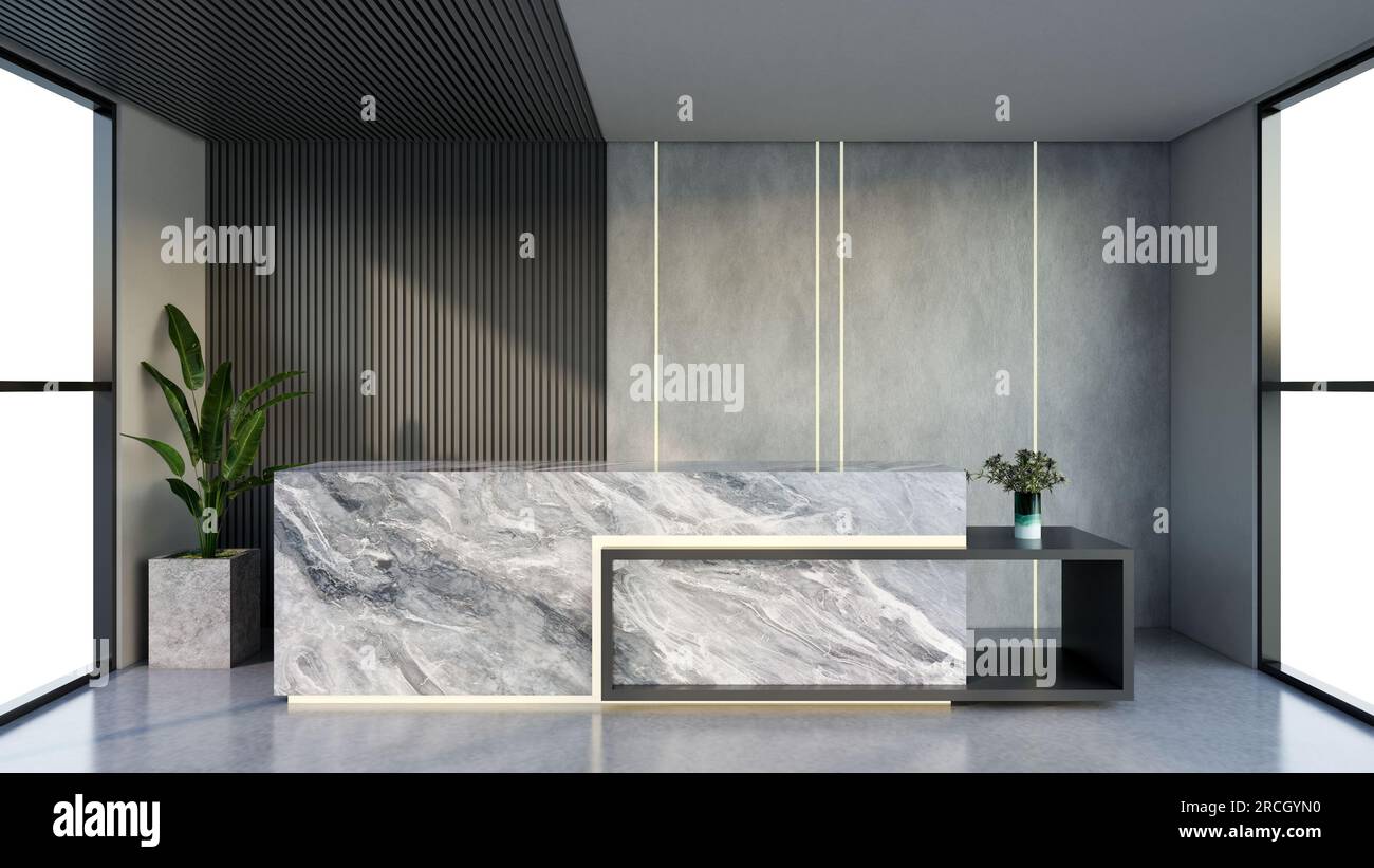 Interior design contemporary and luxurious modern reception desk, 3D ...