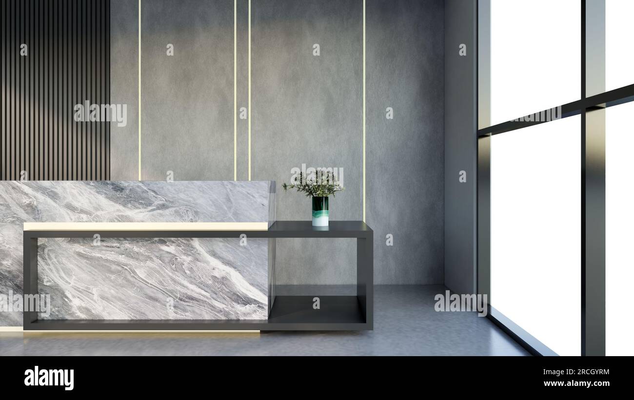 Interior design contemporary and luxurious modern reception desk, 3D ...