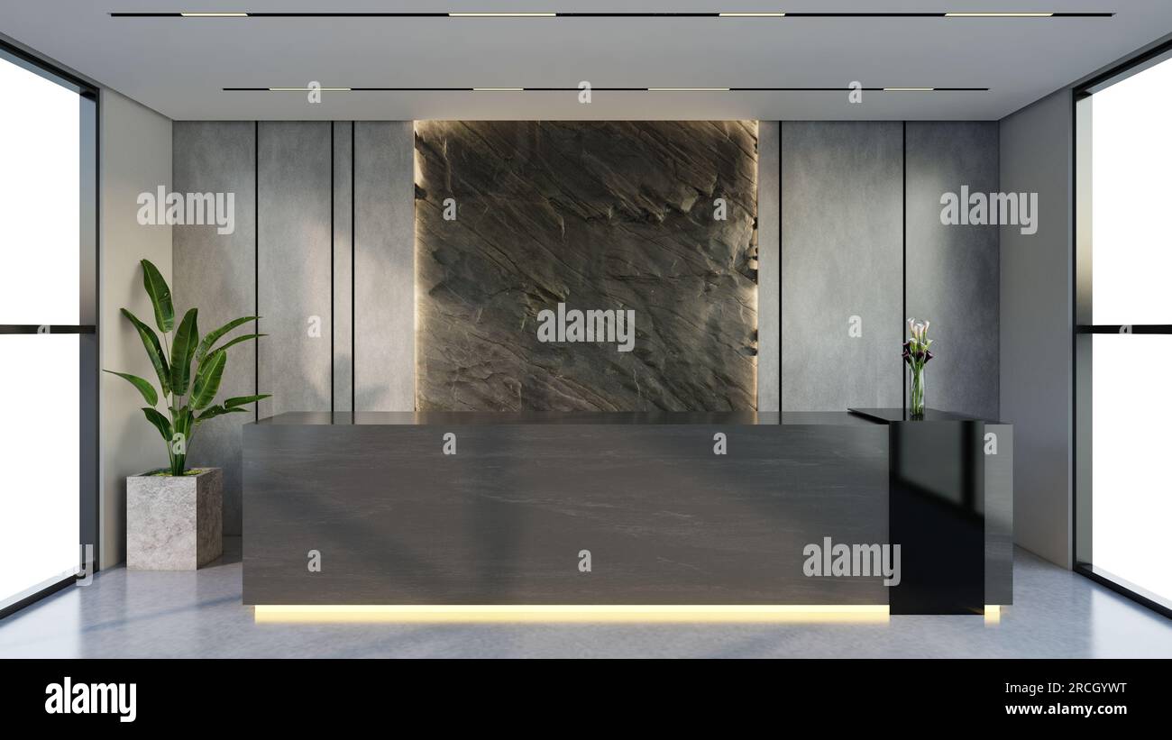 Interior design contemporary and luxurious modern reception desk, 3D ...