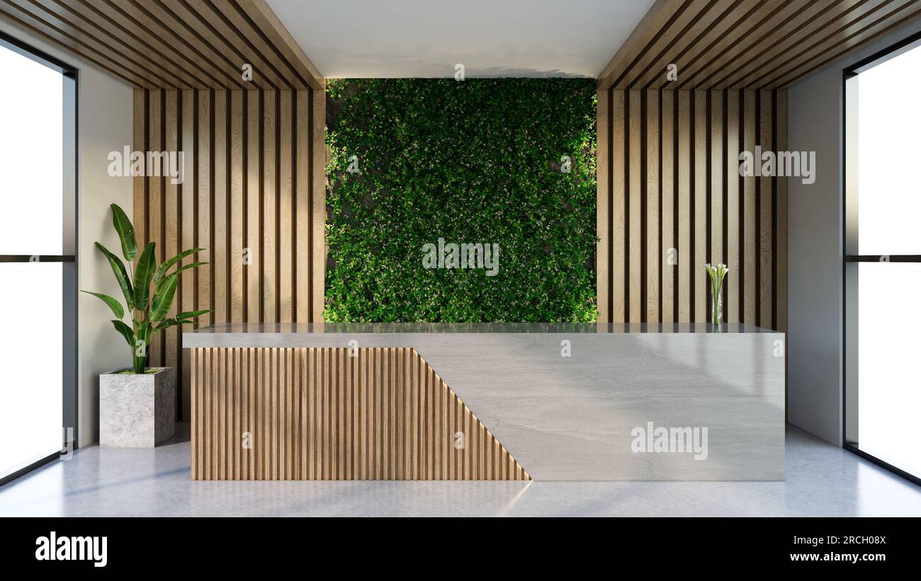Interior design contemporary and luxurious modern reception desk, 3D ...