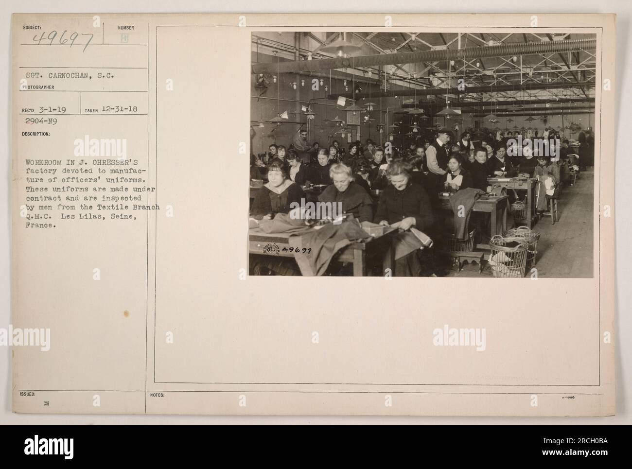 Interior view of the workroom in J. Ohresser's factory located in Les ...