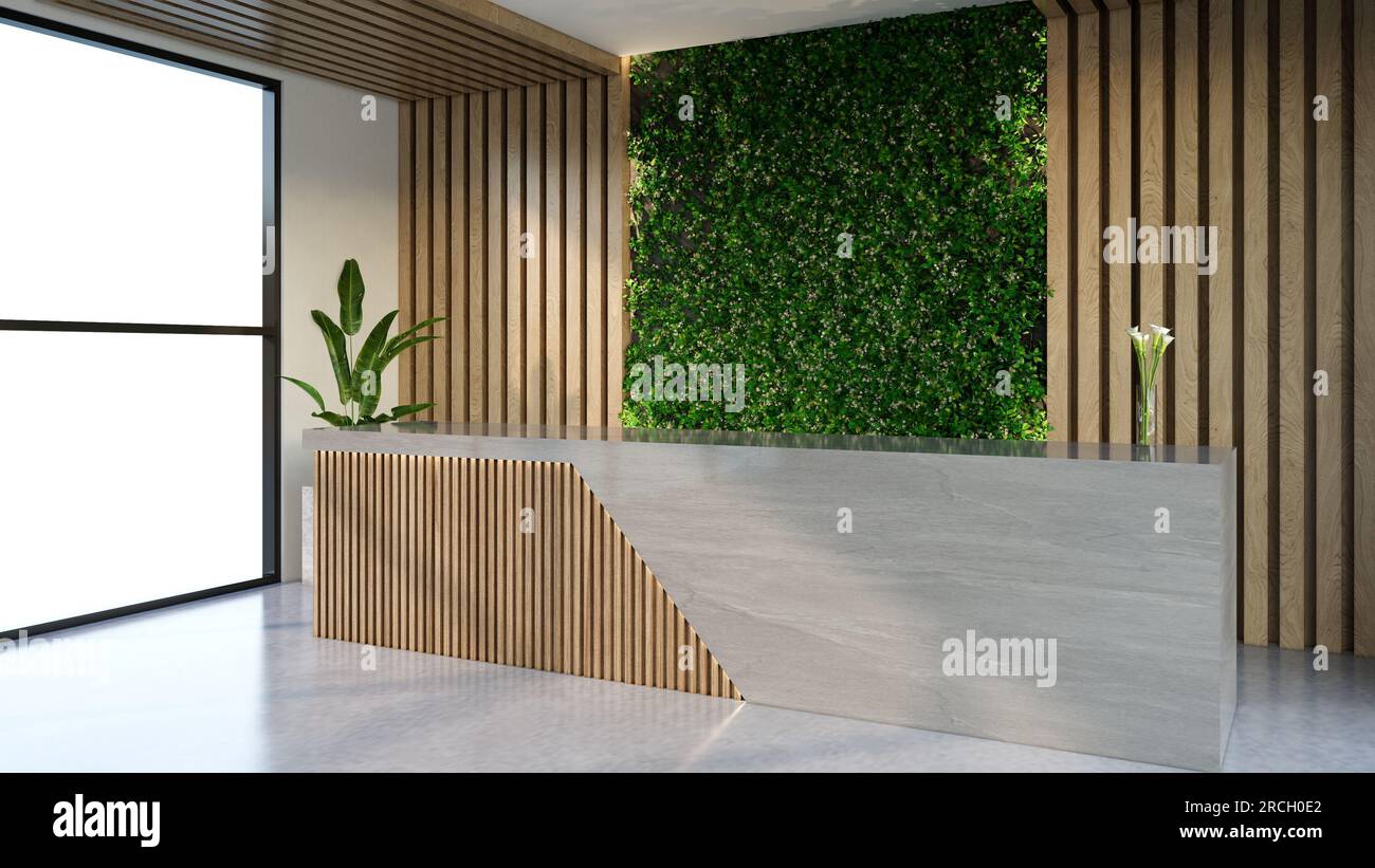 Interior design contemporary and luxurious modern reception desk, 3D ...